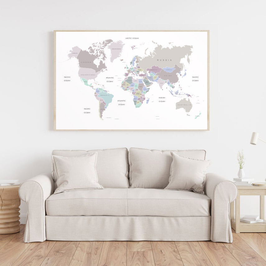 World Map Poster Print - Wall Art Print & Decor for grammar second ...