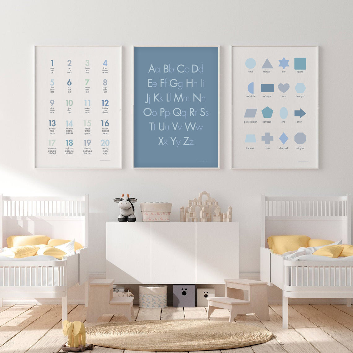 Counting 1-20 in English, Spanish and French with text Poster Print ...