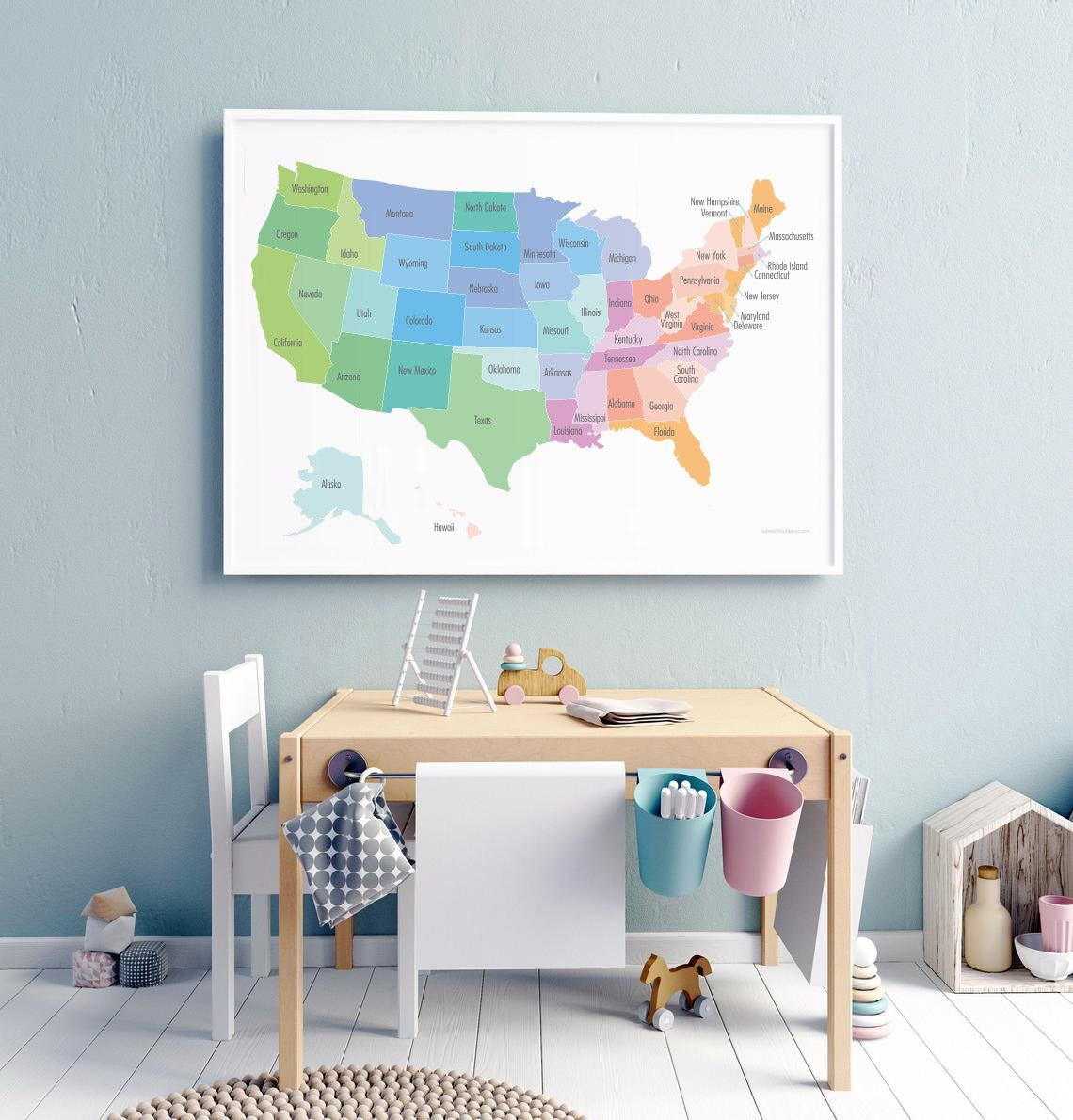 United States Map Poster New Orleans Louisiana Vibrant Map